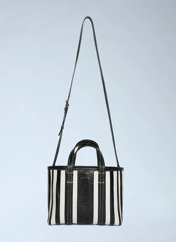 Balenciaga Barbes East West Shopper Tote Striped Leather Medium
