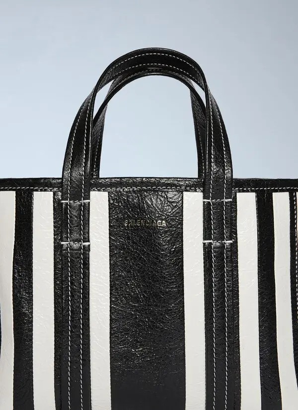 Balenciaga Barbes East West Shopper Tote Striped Leather Medium