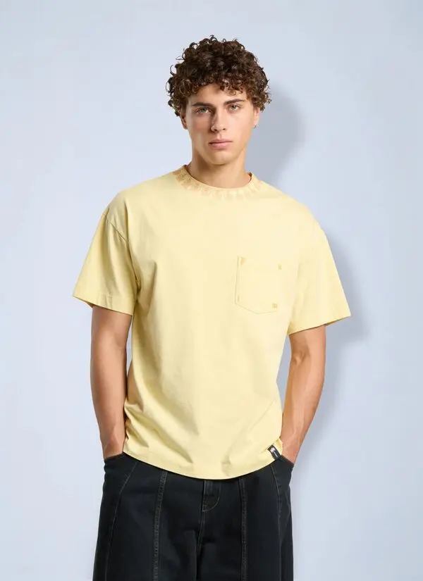 Palm Angels Palm Ribbed Regular T-shirt - Yellow
