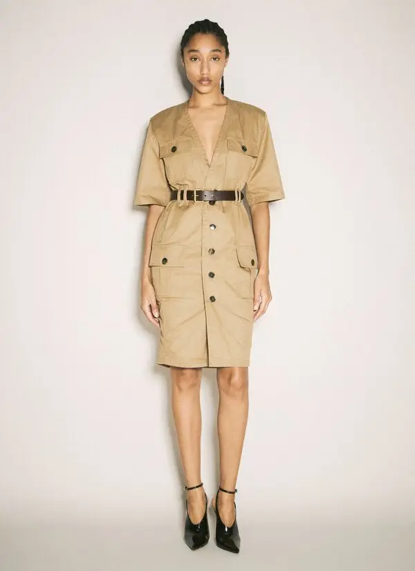 Saint Laurent Utility Shirt Dress - Beige