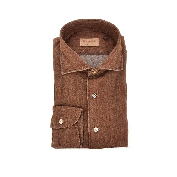 BORRIELLO NAPOLI Denim Effect Cotton Shirt