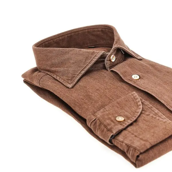 BORRIELLO NAPOLI Denim Effect Cotton Shirt