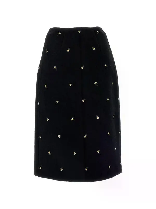 RIER Walker Floral-embroidered Wrap Midi Skirt