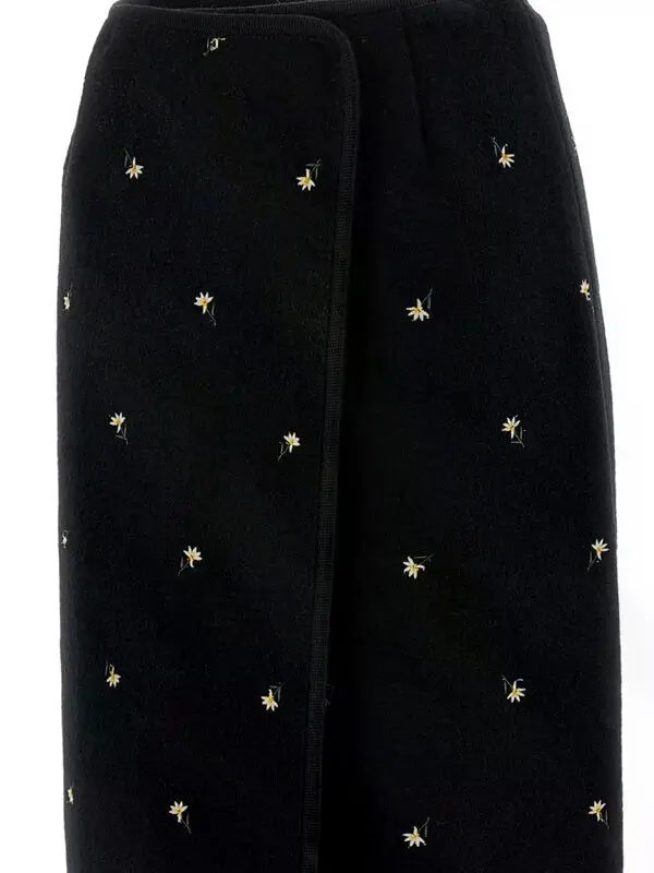 RIER Walker Floral-embroidered Wrap Midi Skirt