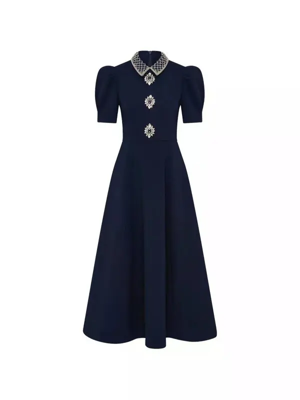 Rebecca Vallance Crown Jewel Short-sleeve Midi Dress - Blue