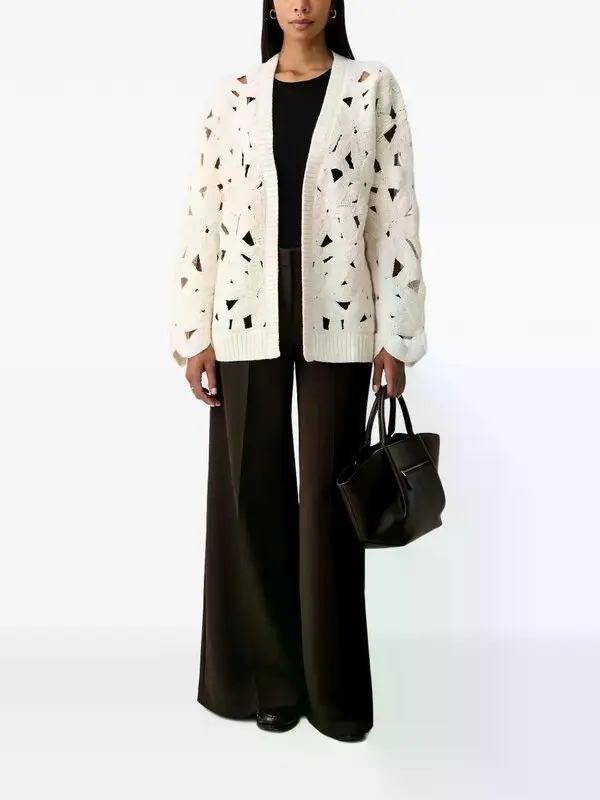 FRACOMINA Crochet-knit Cut-out Cardigan - Neutrals