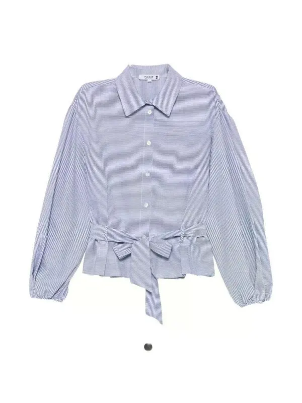 PLEASE Striped Tie-waist Shirt