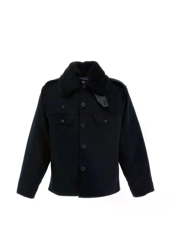 Junya Watanabe Shearling-collar Cashmere Jacket - Blue