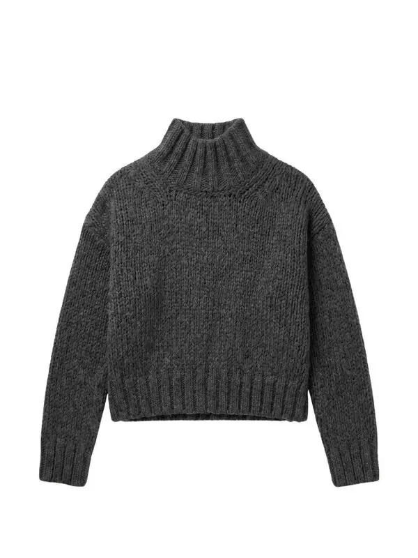 ROBERTO COLLINA Chunky-knit Mock-neck Sweater - Grey