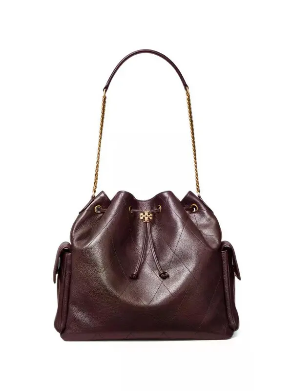 Tory Burch Large Charlie Quilted Drawstring Shoulder Bag - Red