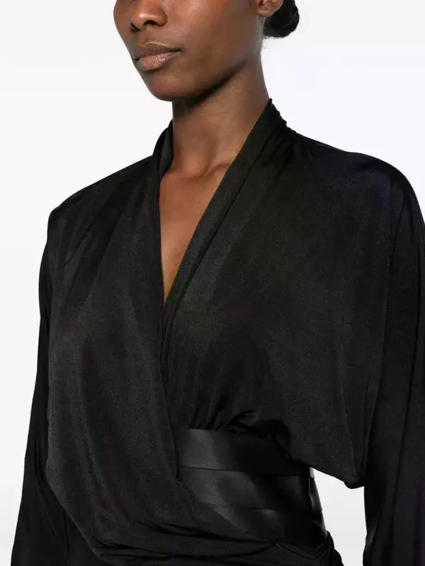 Andamane Ruched Wrap Mini Dress