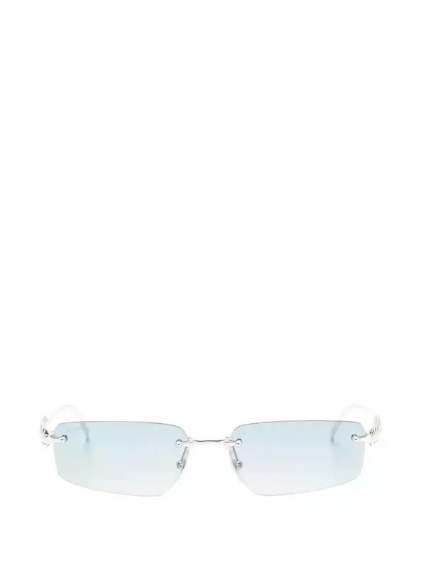 Cartier Clash De Rimless Rectangle-frame Sunglasses - Silver