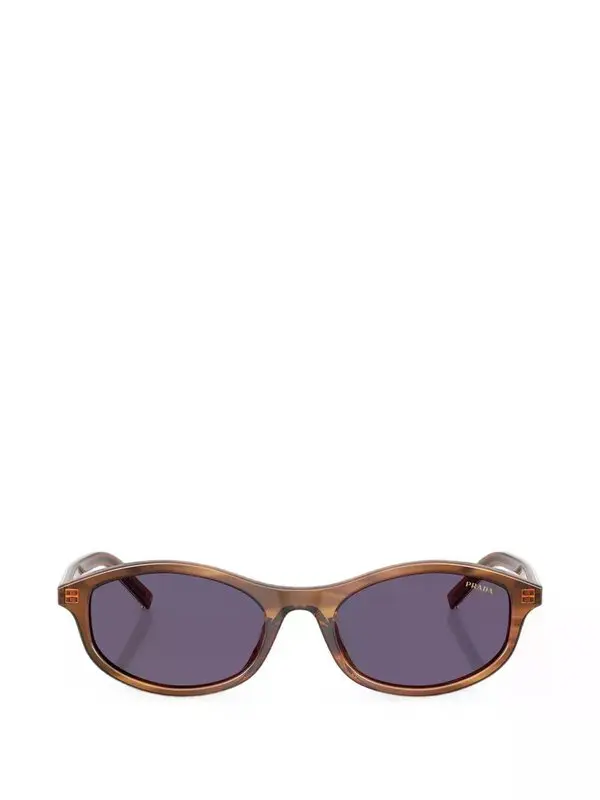 Prada Striped Oval-frame Sunglasses - Brown