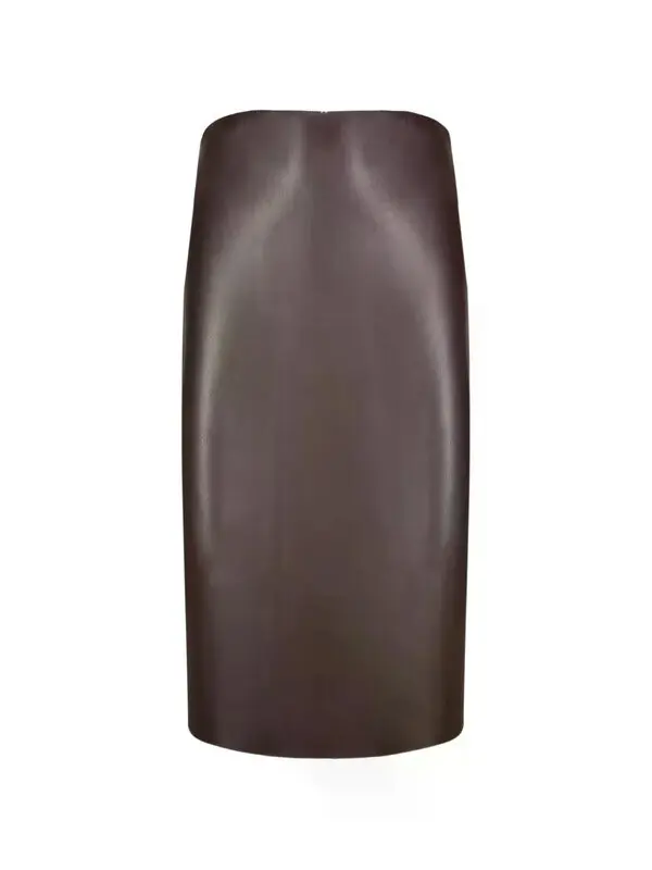 BLANCA VITA High-waisted Rear-slit Midi Skirt - Brown