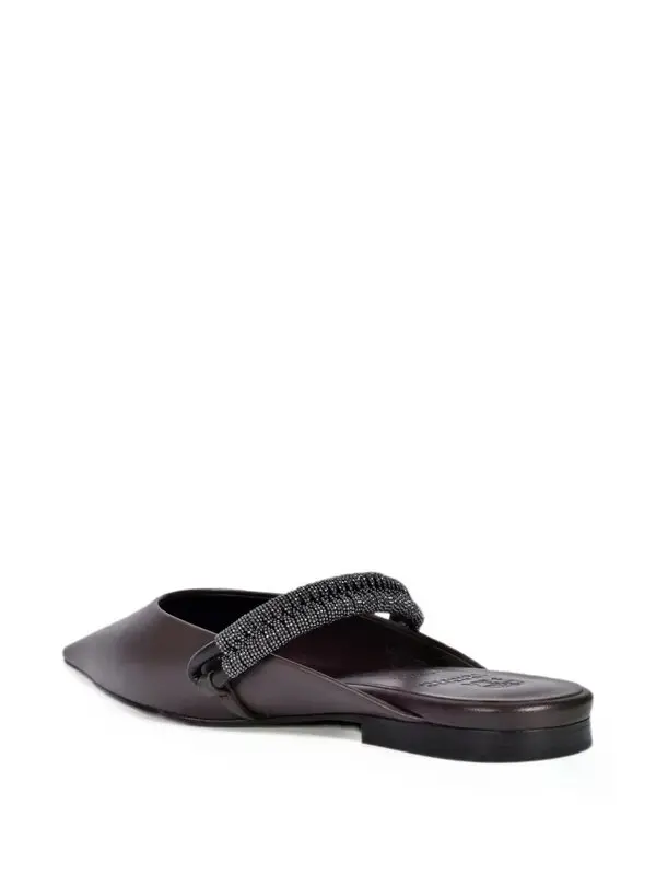 Brunello Cucinelli Beaded-strap Pointed-toe Flat Mules