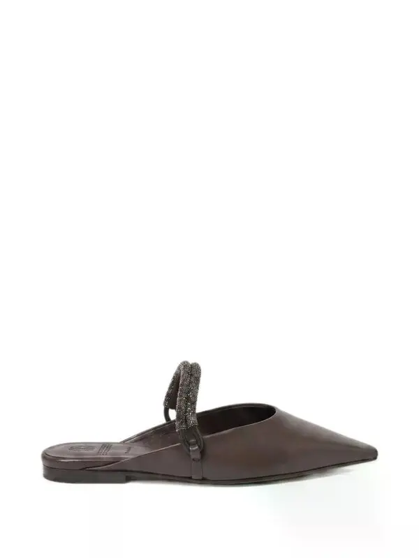 Brunello Cucinelli Beaded-strap Pointed-toe Flat Mules