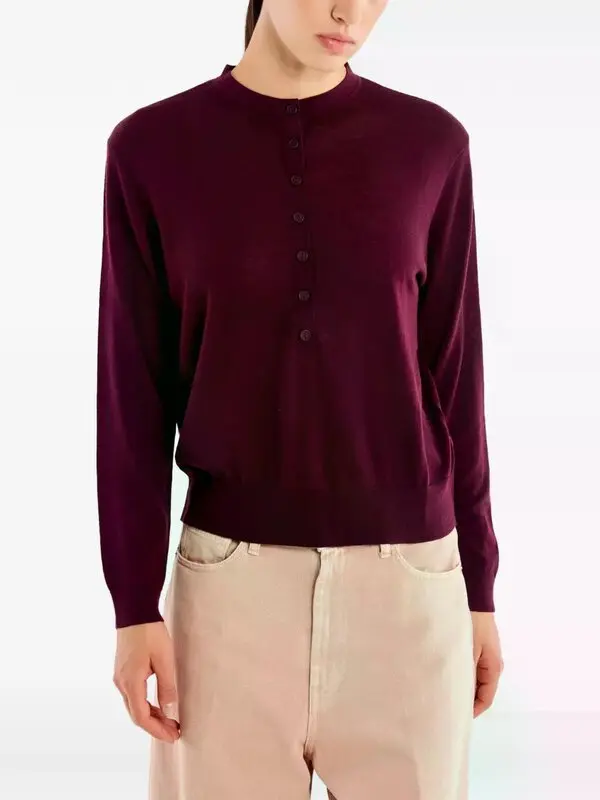 VICOLO Button-up Crew-neck Sweater