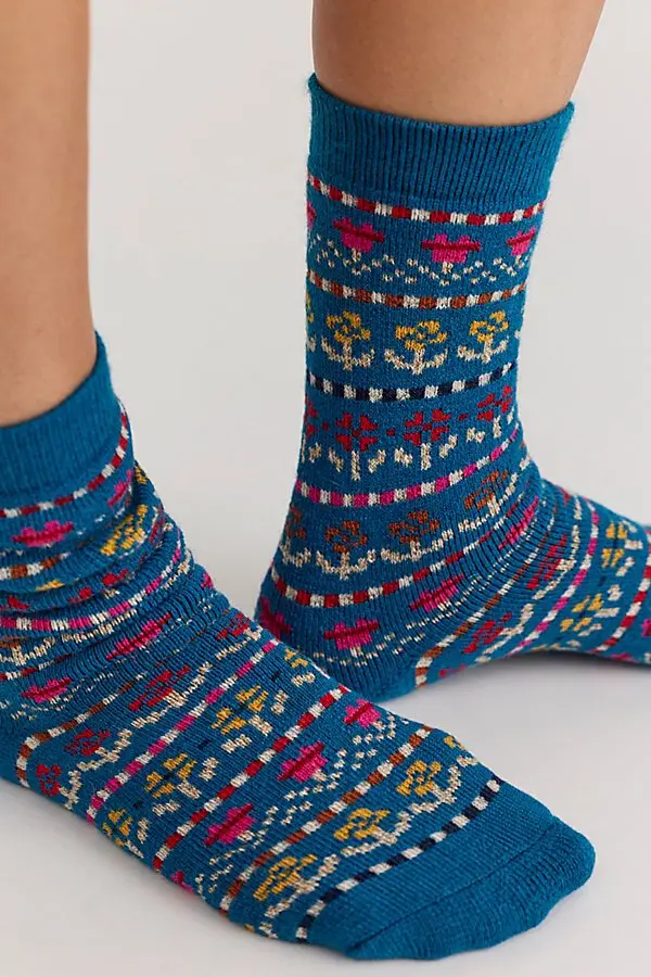 FRENCH KNOT Tulip Socks - Blue
