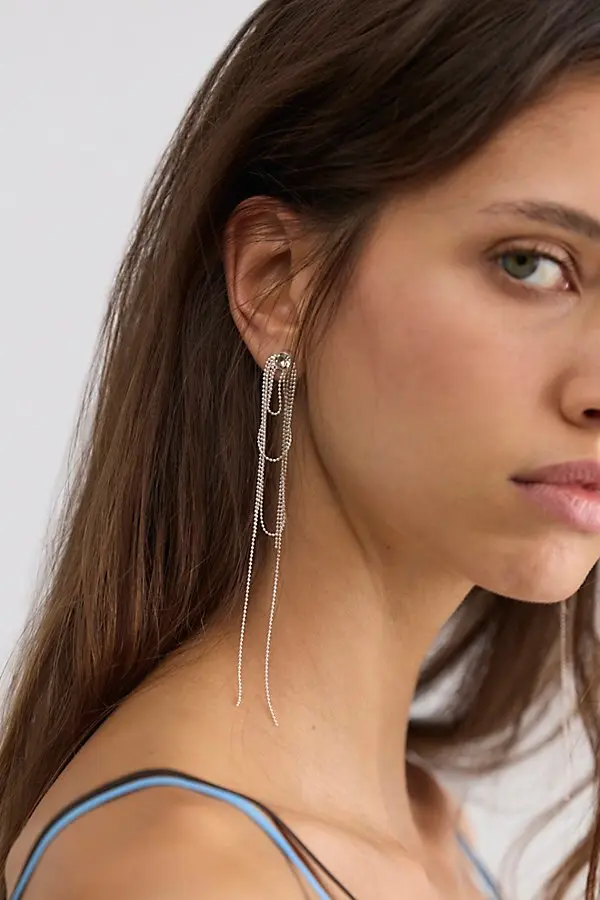Free People Disco Veil Drop Studs - Silver/clear