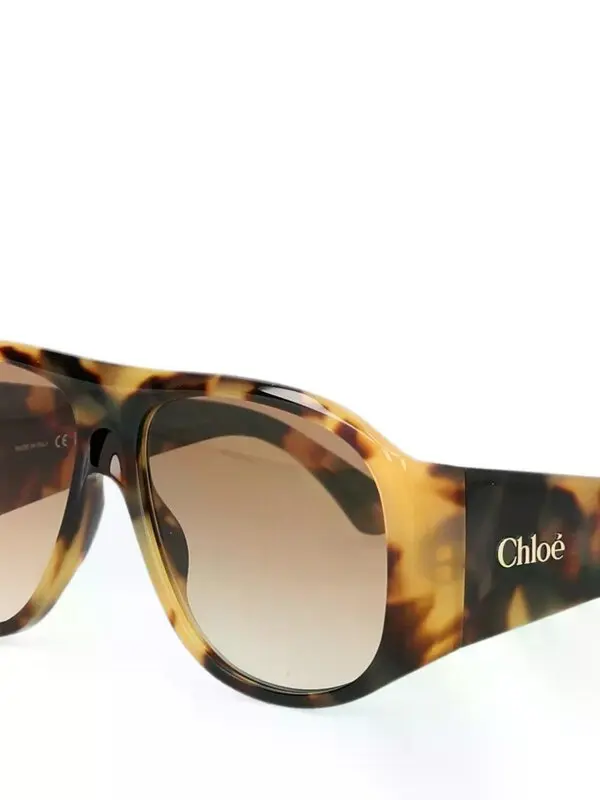 Chloé Tortoiseshell-effect Pilot-frame Sunglasses