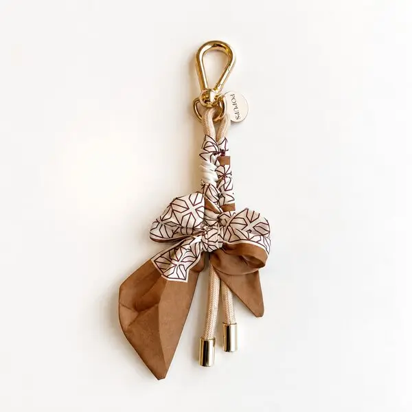 POP UPS BRAND Neutrals Scarf Keychain Tan - Brown