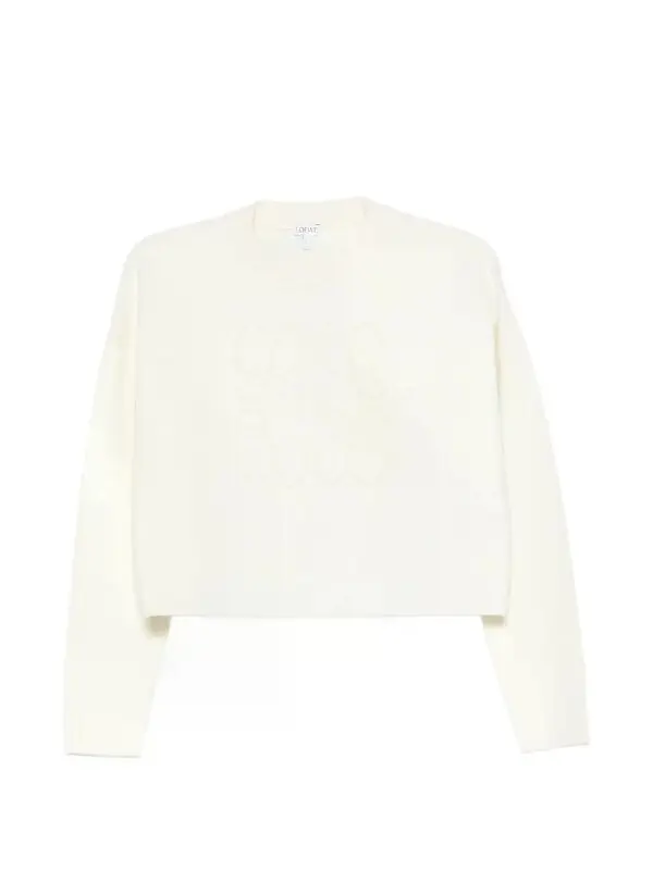 Loewe Anagram-motif Cropped Sweater - Neutrals