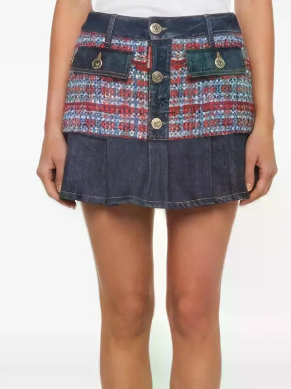 Dsquared2 Tweed Pleated Mini Skirt
