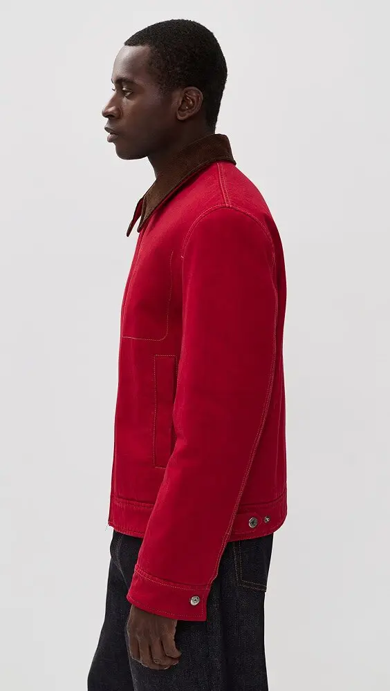AMI Paris Zipped De Coeur Jacket With Corduroy Collar