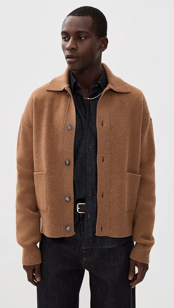 AMI Paris Shirt Collar Cardigan