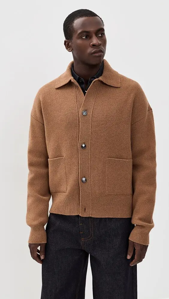 AMI Paris Shirt Collar Cardigan