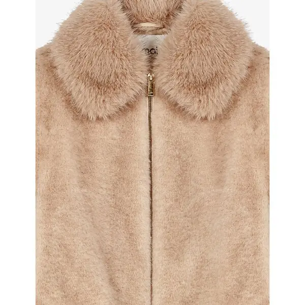 Maje Collared Zip-up Faux-fur Coat