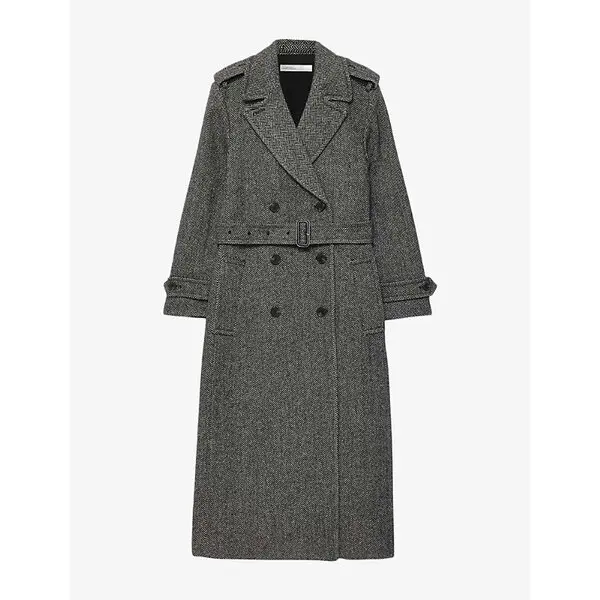 ALLSAINTS Brescia Wool-blend Coat - Dark Grey/whit