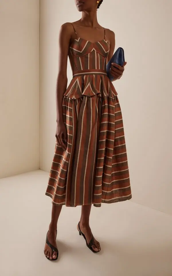 Alexis Avelor Striped Twill Midi Dress