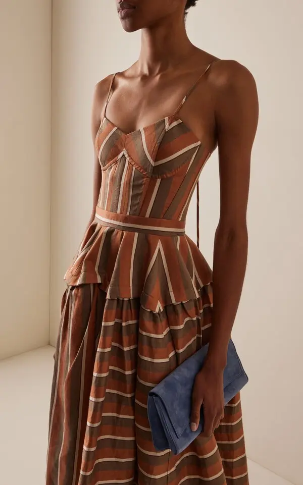 Alexis Avelor Striped Twill Midi Dress