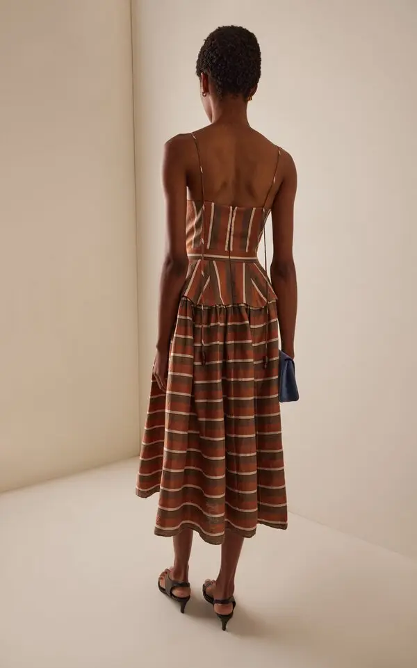 Alexis Avelor Striped Twill Midi Dress