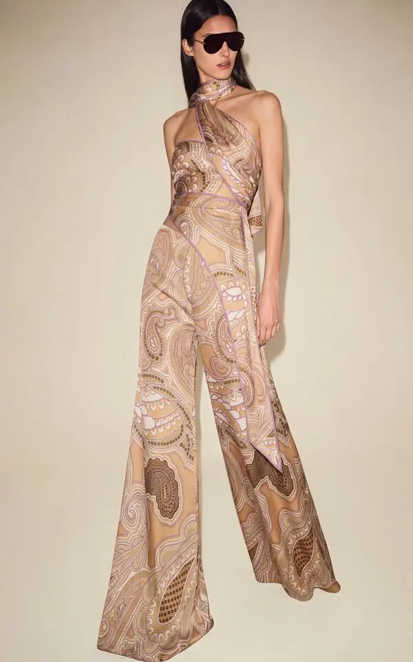 Alexis Garis Paisley Satin Wide-leg Pants