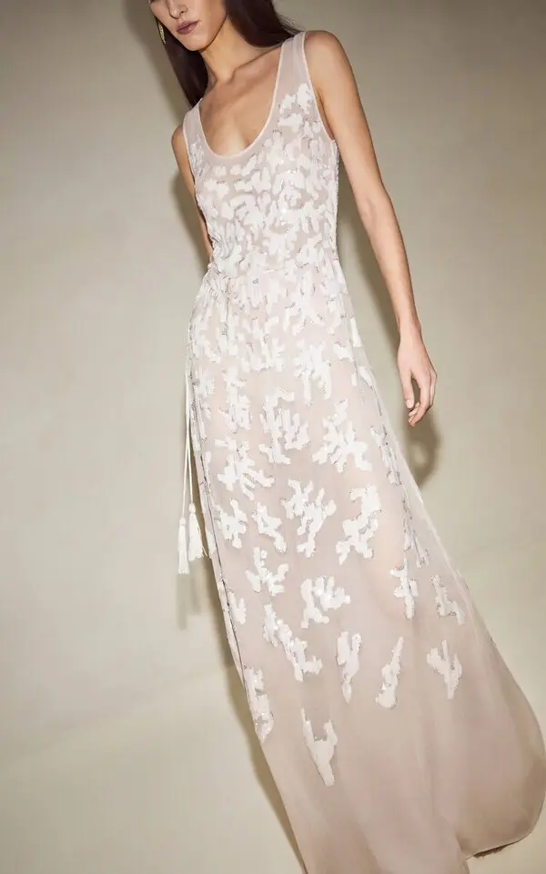 Alexis Julieta Sequined Applique Maxi Dress - Ivory