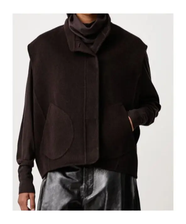 Soeur Stand Collar Wool Vest