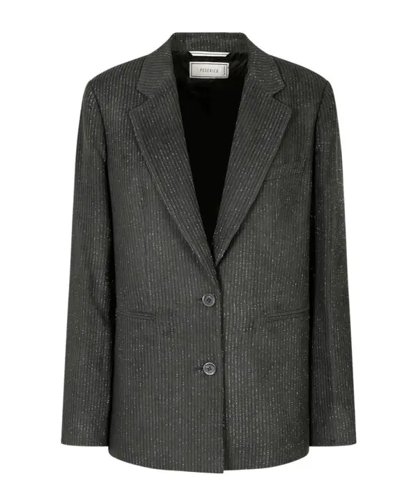Peserico Pinstriped Single-breasted Blazer - Black