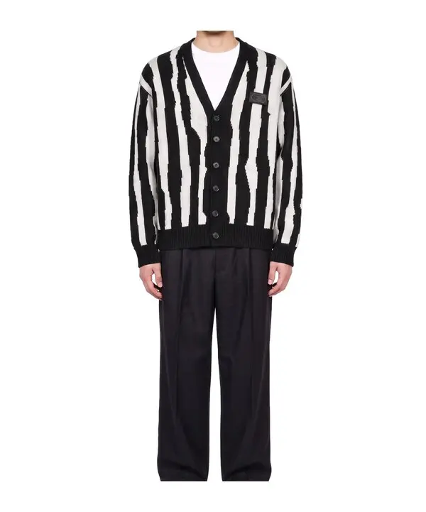 Undercover Striped Intarsia-knit Cardigan