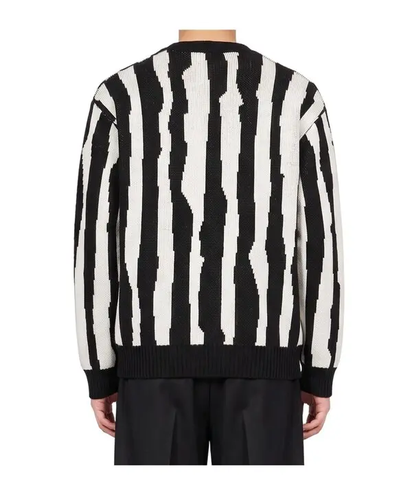 Undercover Striped Intarsia-knit Cardigan