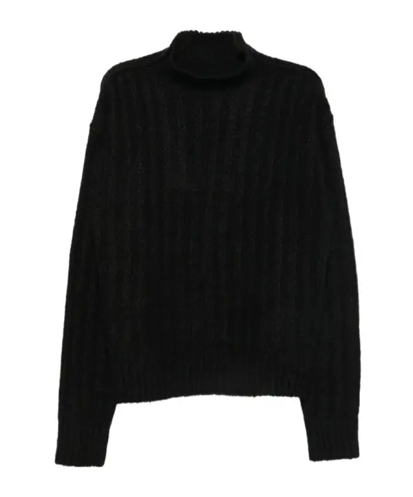 Rick Owens Ribbed Crew Neck Knitted Jumper - Black