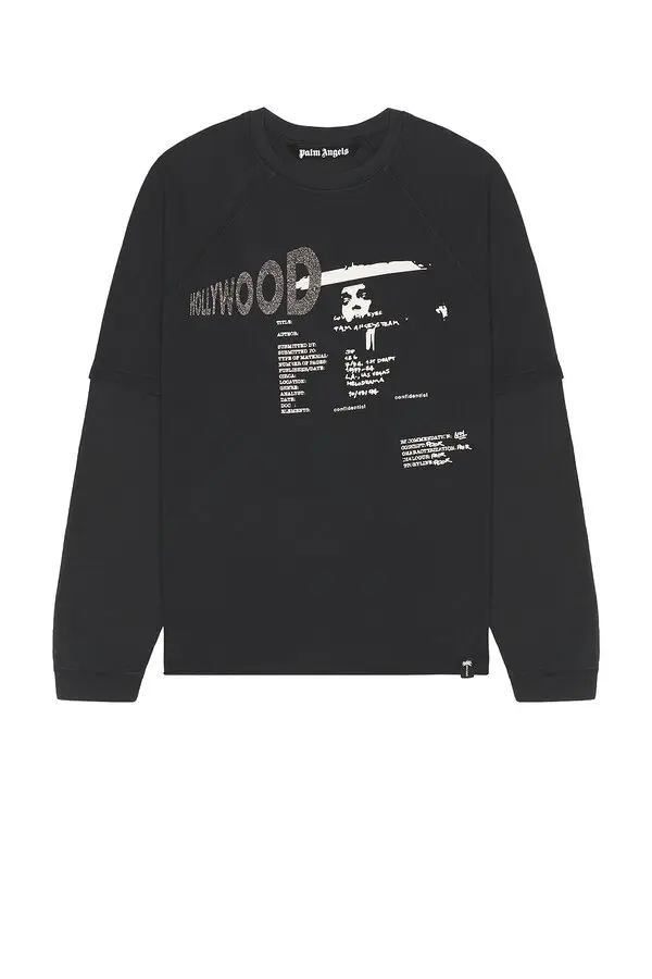 Palm Angels Neon Blvd Double Layer Long Sleeve In Black