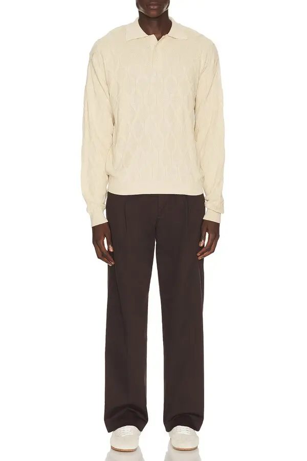 STUDENTS GOLF Carlsbad Knit Long Sleeve Polo Sweater In Brown
