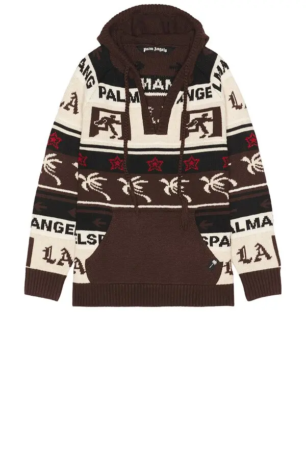 Palm Angels Palm Shadow Jacquard Loose Knit Hoodie