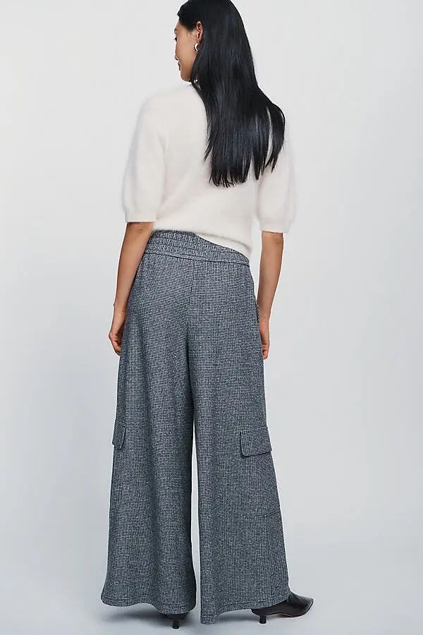 Maeve High Rise Wide Leg Houndstooth Pants