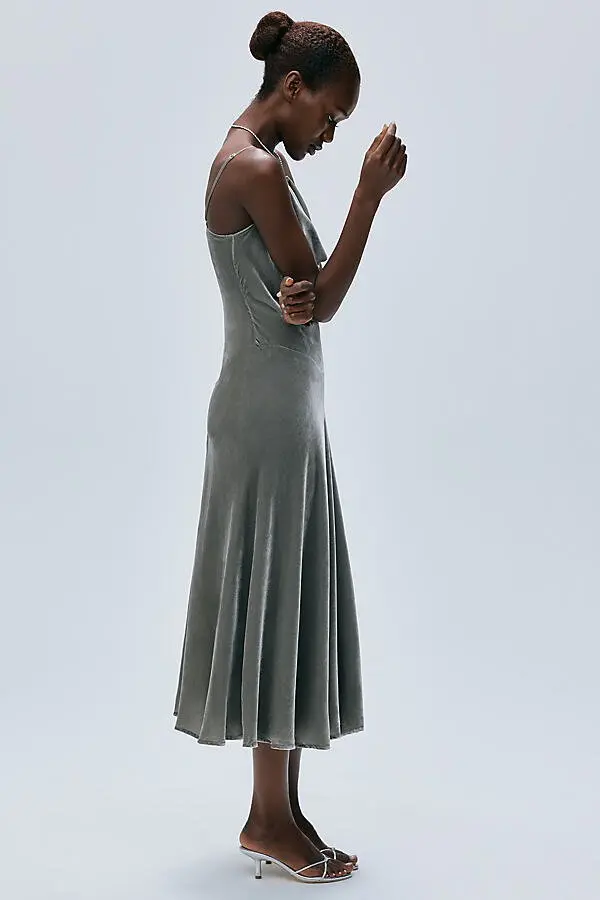 Anthropologie Velvet Silk Blend Midi Dress