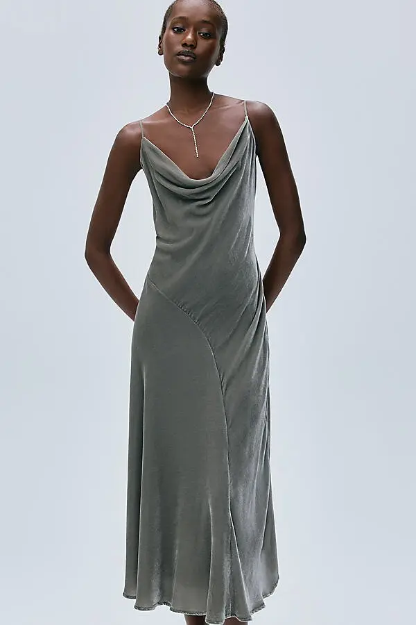 Anthropologie Velvet Silk Blend Midi Dress