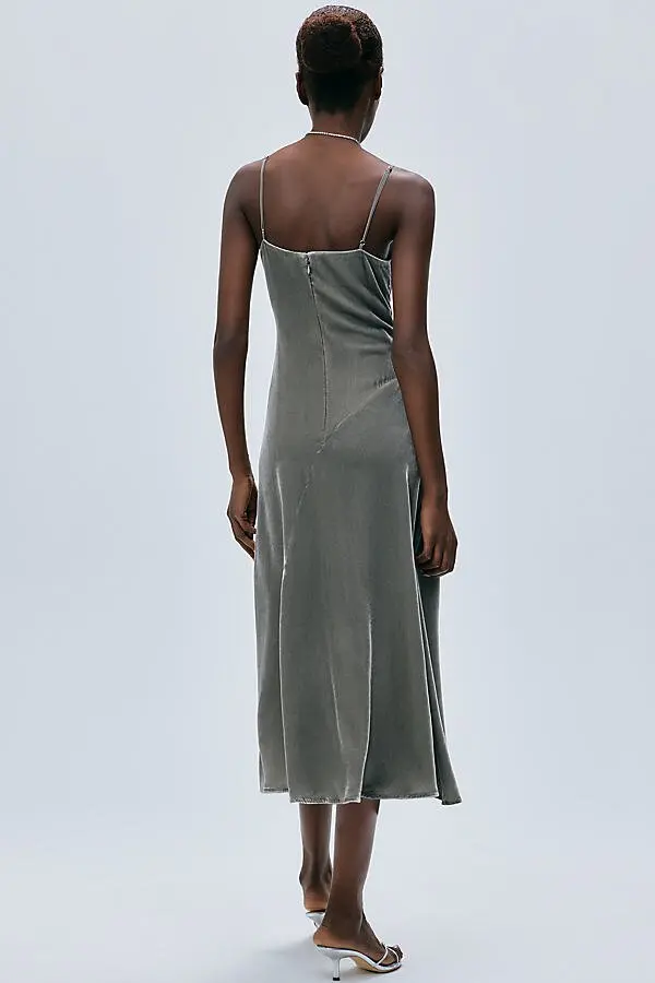 Anthropologie Velvet Silk Blend Midi Dress