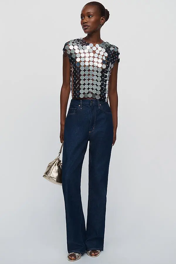 Anthropologie Chamail Mirrored Sequed Top